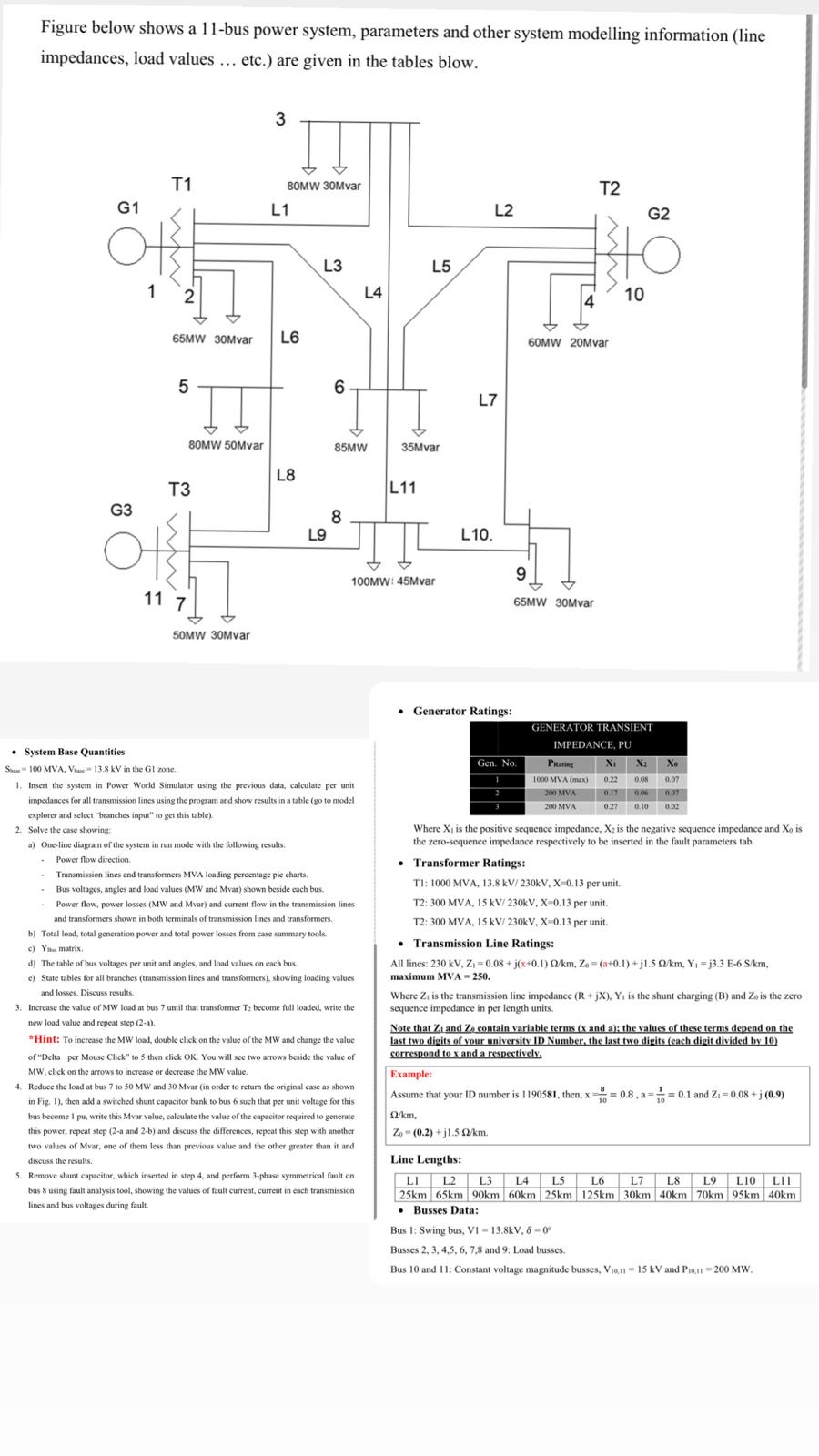Solved Figure below shows a 11-bus power system, parameters | Chegg.com
