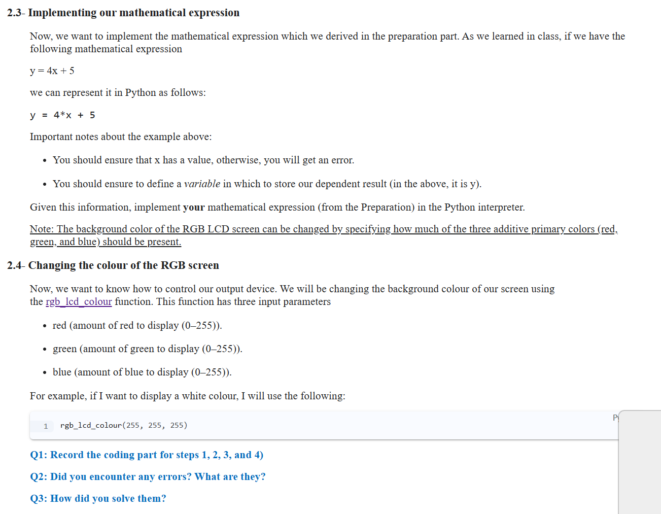 Solved 2.3- ﻿Implementing our mathematical expressionNow, we | Chegg.com