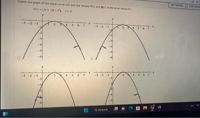 Solved Sketch the graph of the plane curve r(t) and the | Chegg.com