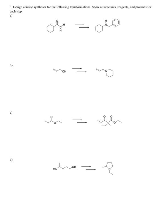 Solved 3. Design concise syntheses for the following | Chegg.com