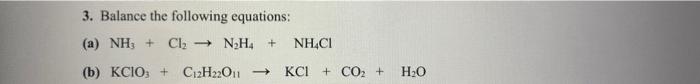 Solved 3. Balance the following equations: (a) | Chegg.com