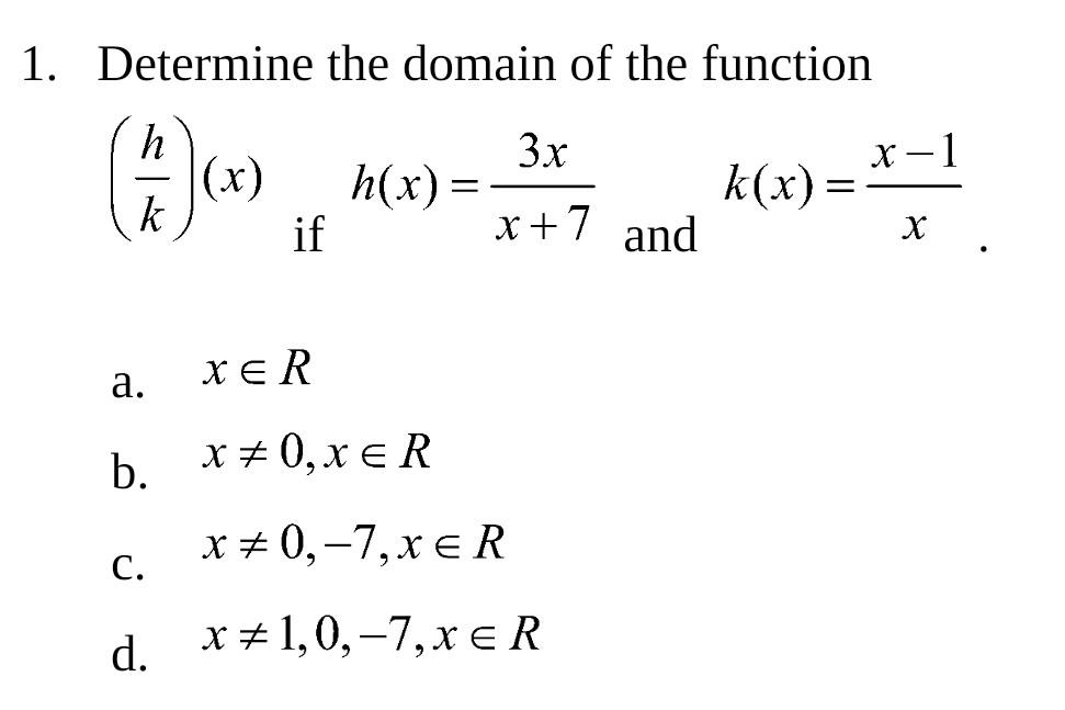 Solved Determine The Domain Of The Function Kh X If