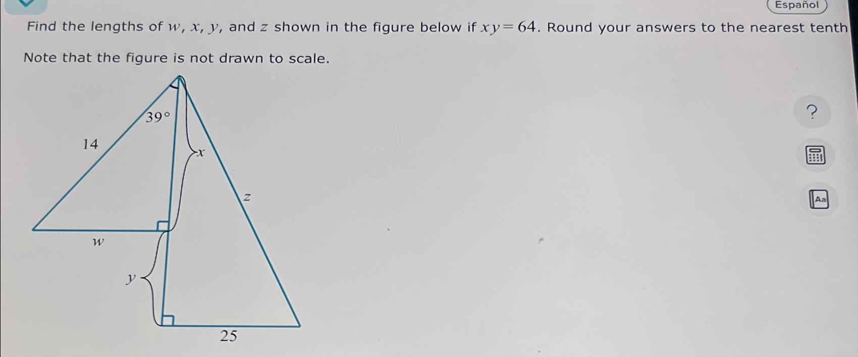 Solved Find the lengths of w,x,y, ﻿and z ﻿shown in the | Chegg.com