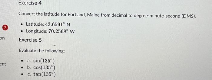 Solved Convert the latitude for Portland, Maine from decimal | Chegg.com