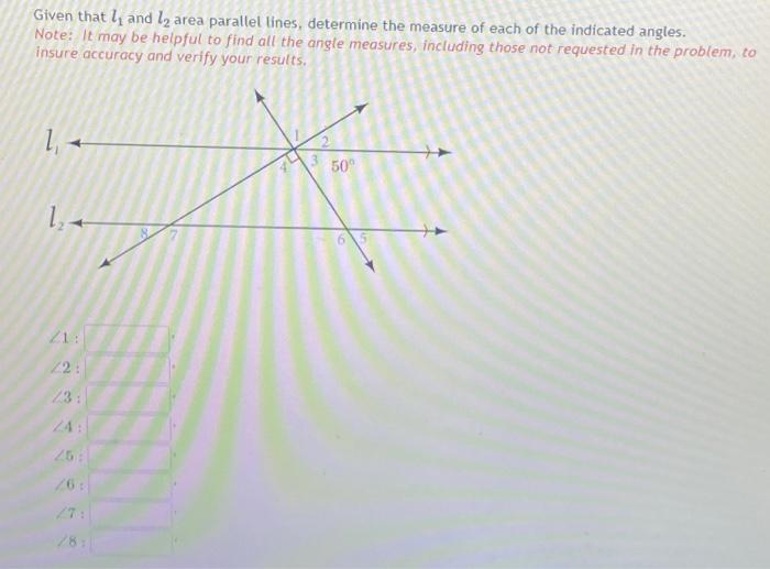 Solved Given that l1 and l2 area parallel lines, determine | Chegg.com