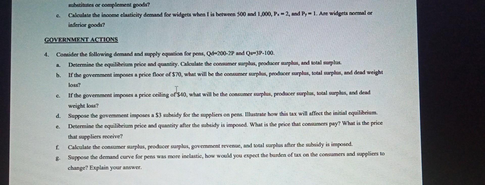 Solved substitutes or complement goods? c. Calculate the | Chegg.com