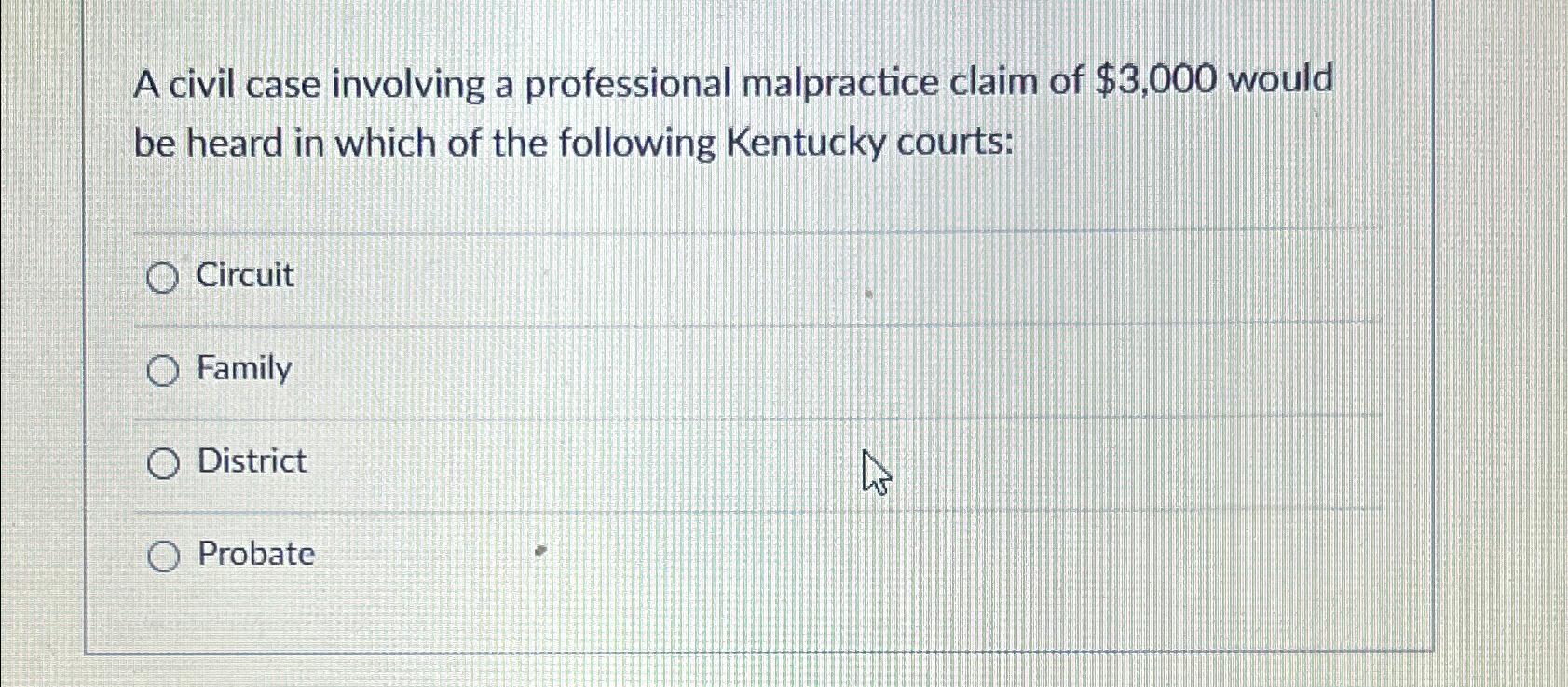 Solved A civil case involving a professional malpractice | Chegg.com