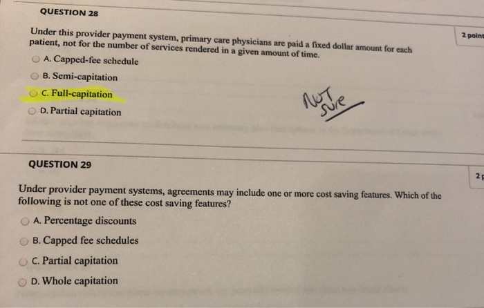 Solved QUESTION 28 2 point Under this provider payment | Chegg.com