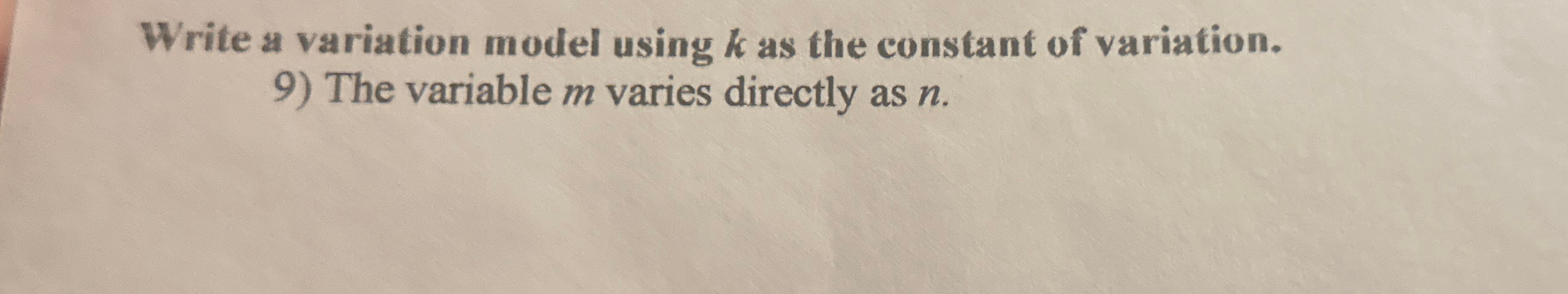 Solved Write a variation model using k ﻿as the constant of | Chegg.com