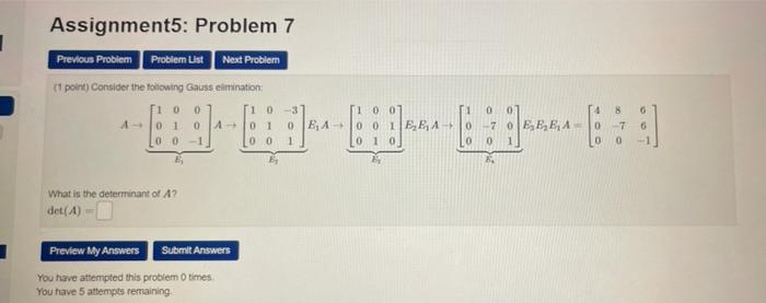 Solved Assignment5 Problem 7 1 Previous Problem Problem