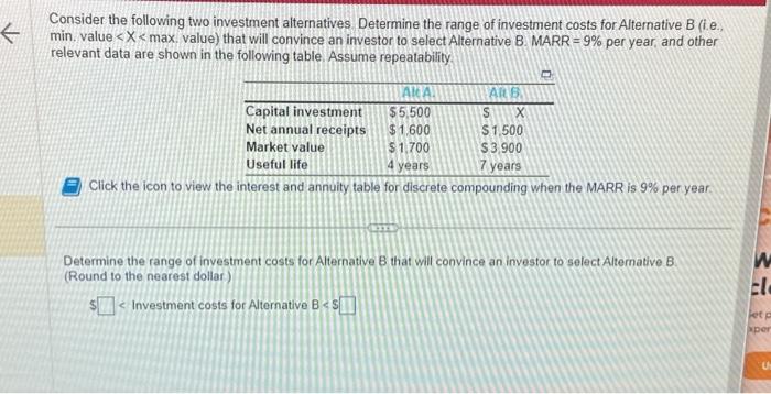 Solved Consider the following two investment alternatives. | Chegg.com