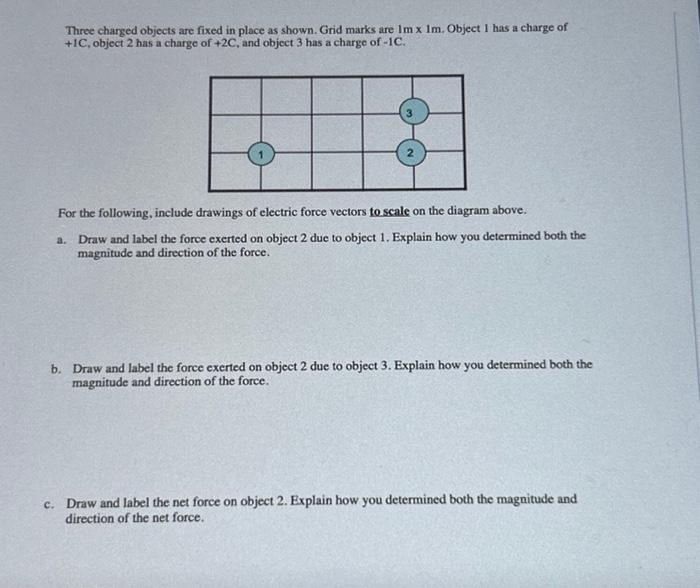Solved Three charged objects are fixed in place as shown. | Chegg.com
