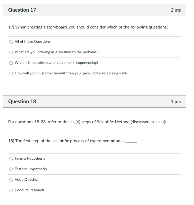 Solved Question 17When creating a storyboard, you should | Chegg.com