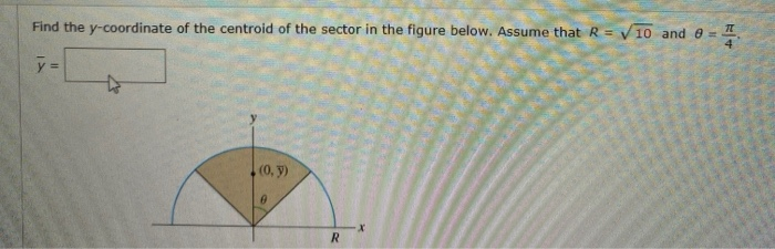 Solved Find the y-coordinate of the centroid of the sector | Chegg.com