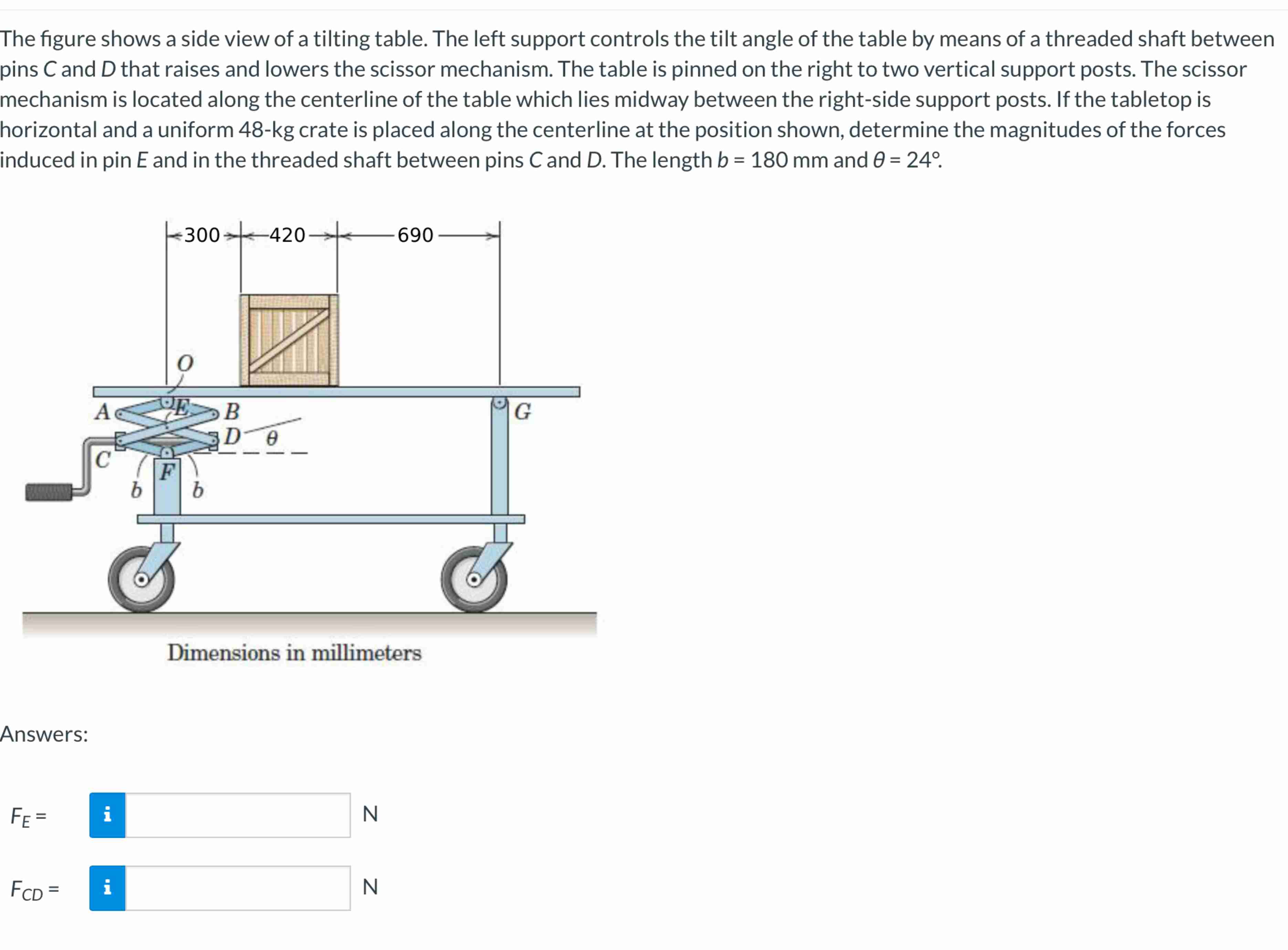 Solved The figure shows a side view of a tilting table. The | Chegg.com