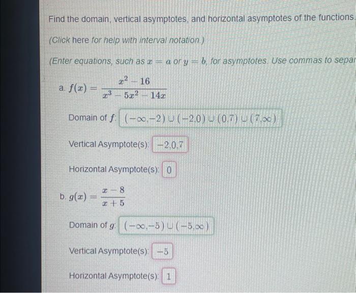 Solved Find the domain, vertical asymptotes, and horizontal | Chegg.com
