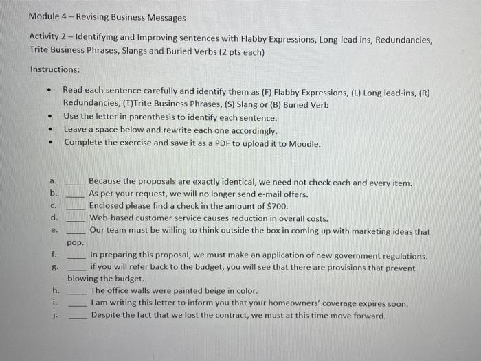 Solved Module 4 - Revising Business Messages Activity 2 - | Chegg.com