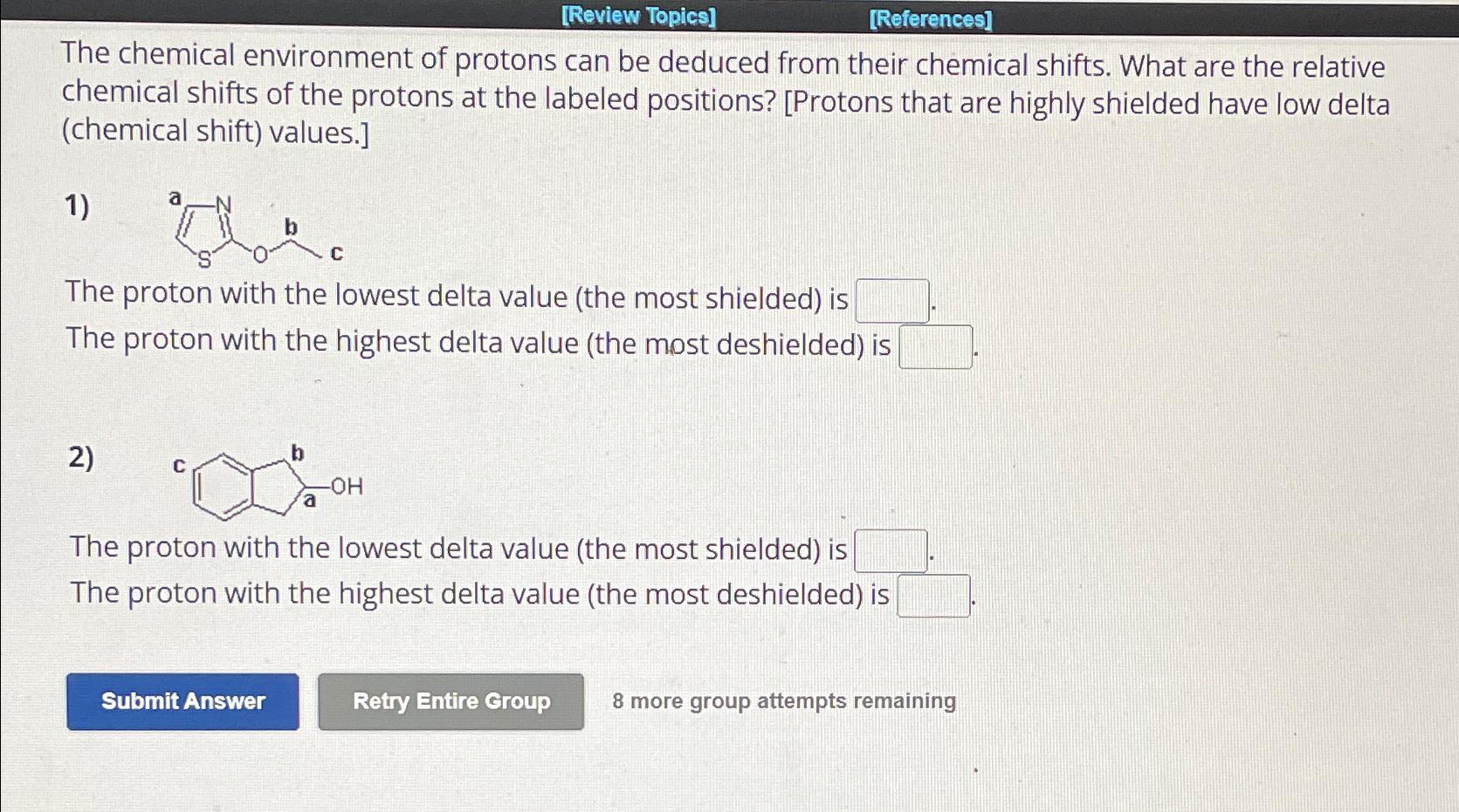 Solved The chemical environment of protons can be deduced | Chegg.com