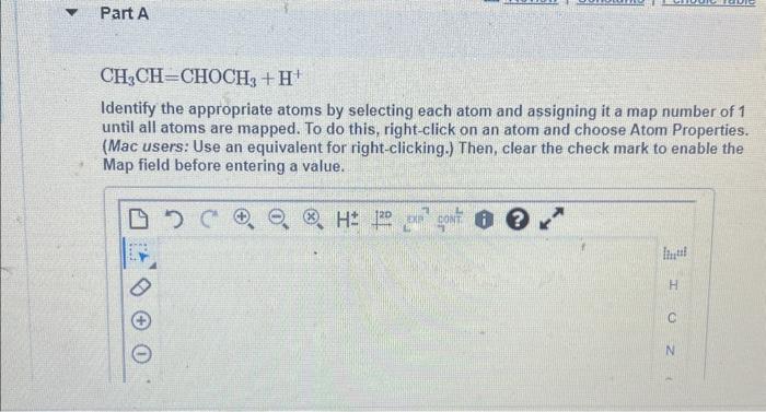 Solved CH3CH=CHOCH3+H+ Identify the appropriate atoms by | Chegg.com