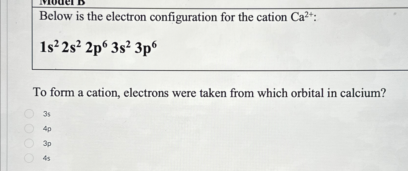 Solved Below is the electron configuration for the cation | Chegg.com