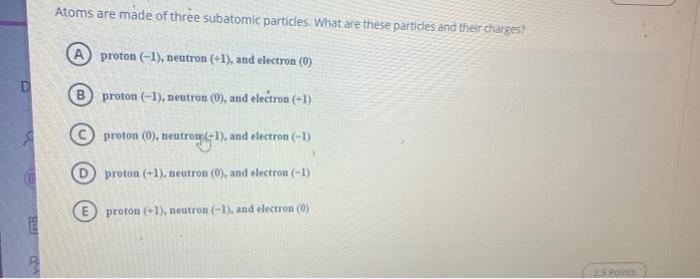 Solved Atoms are made of three subatomic particles. What are | Chegg.com
