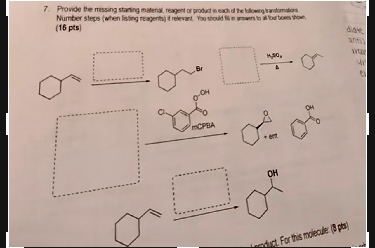 Solved Provide the missing starting material, reagent or | Chegg.com