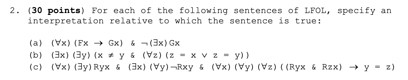 Solved (30 ﻿points) ﻿For each of the following sentences of | Chegg.com
