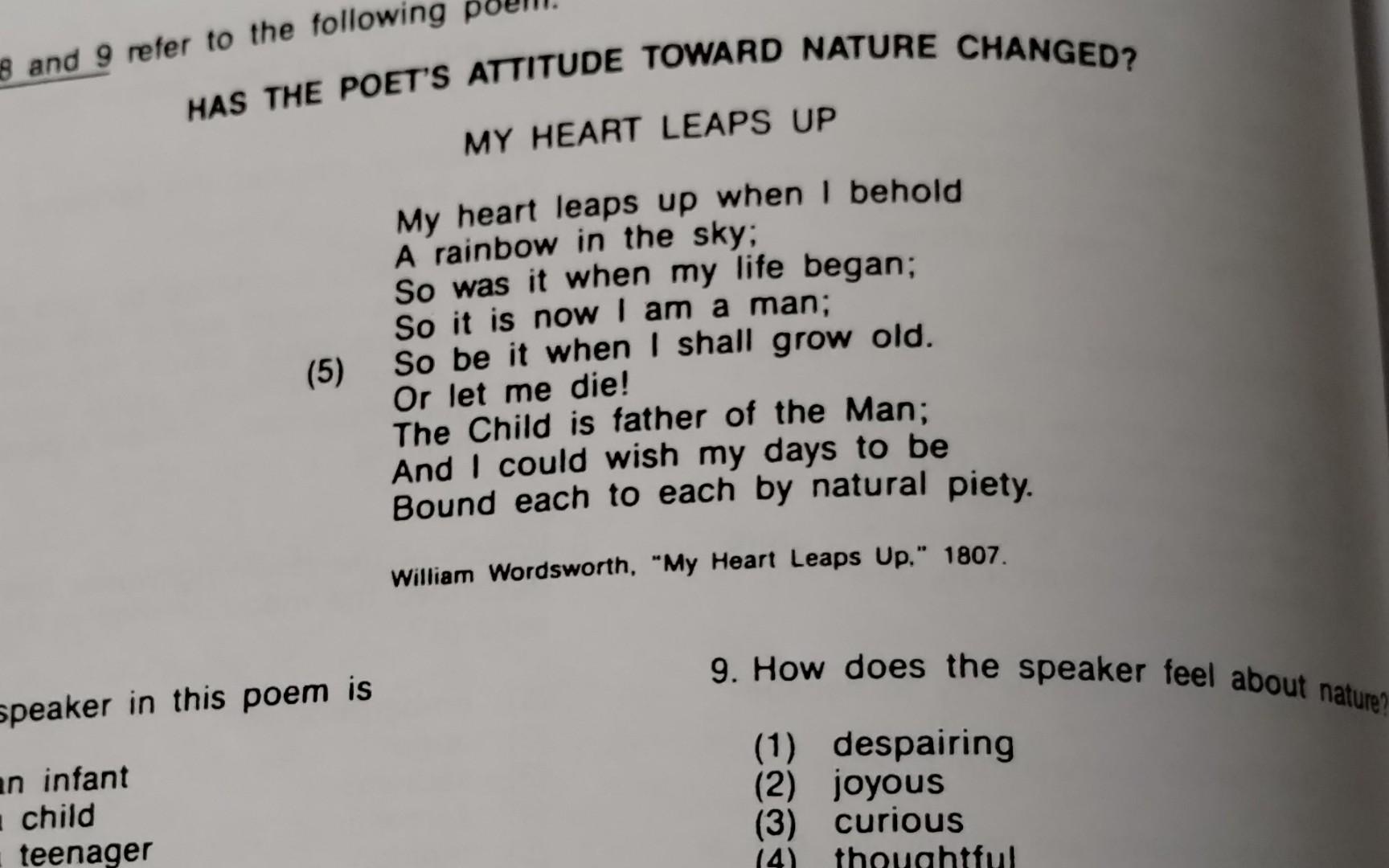8 and 9 refer to the following HAS THE POET'S | Chegg.com