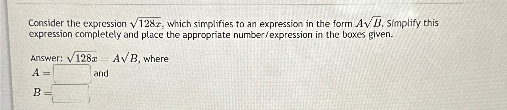 Solved Consider the expression 128x2, ﻿which simplifies to | Chegg.com