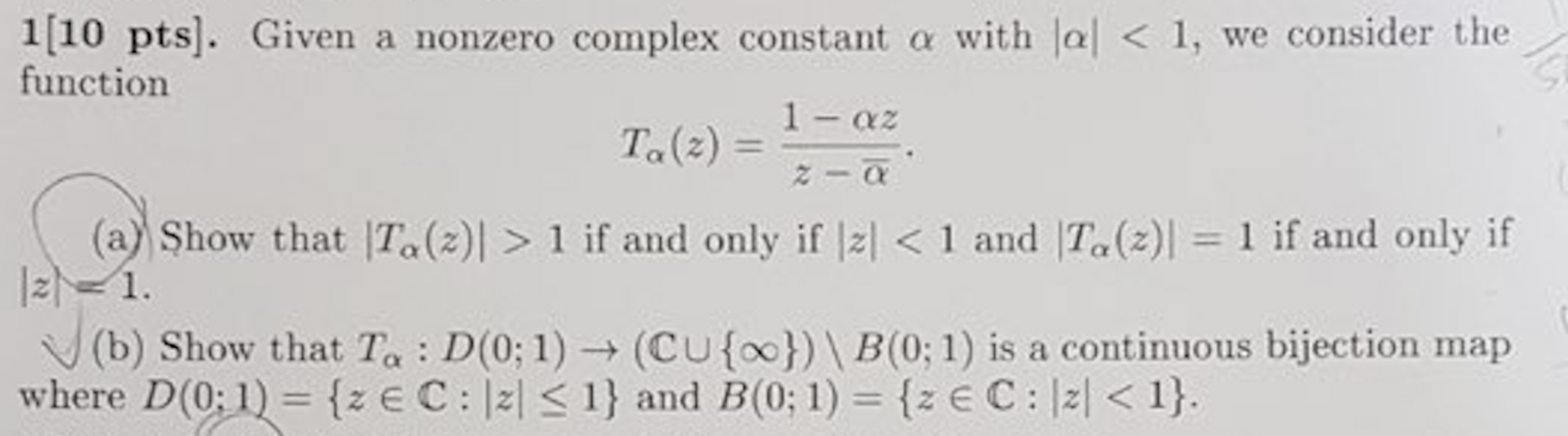 Solved 1[10pts]. ﻿Given a nonzero complex constant α ﻿with | Chegg.com
