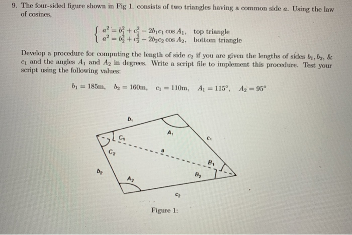 Solved 9. The four-sided figure shown in Fig 1. consists of | Chegg.com