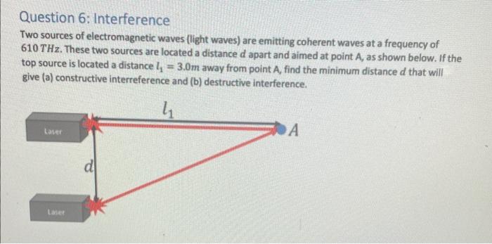 Solved Question 6 : Interference Two sources of | Chegg.com