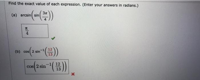 Solved Find the exact value of each expression. (Enter your | Chegg.com