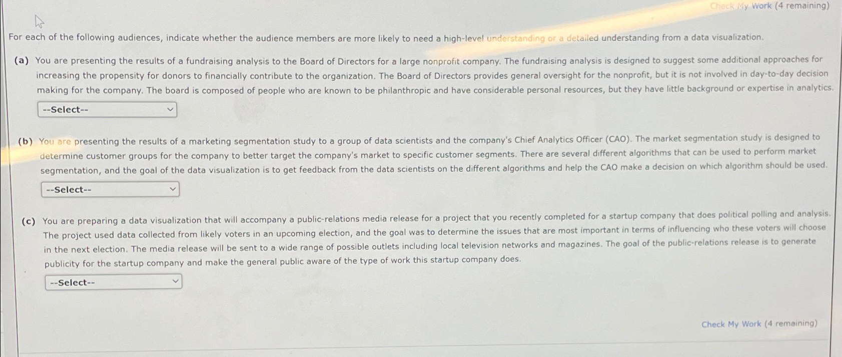 Solved Check My Work (4 ﻿remaining)publicity for the startup | Chegg.com