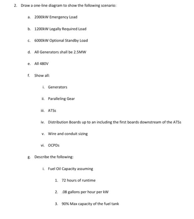 Solved 2. Draw a one-line diagram to show the following | Chegg.com