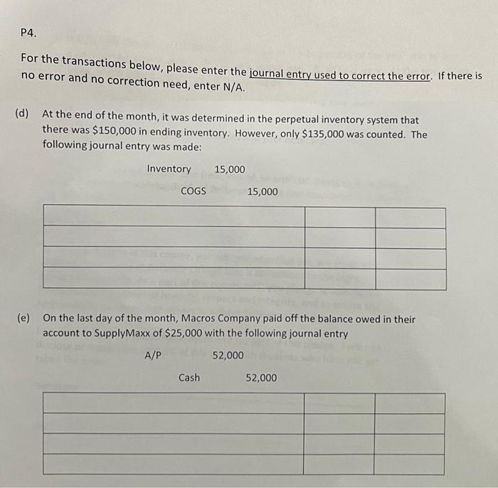 Solved For the transactions below, please enter the journal | Chegg.com