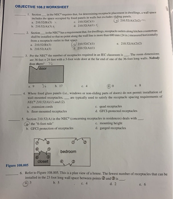 Solved OBJECTIVE 108.2 WORKSHEET 1. Section in the NEC | Chegg.com