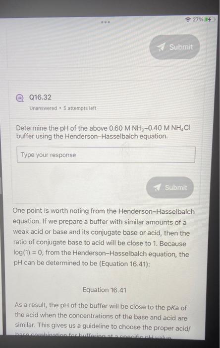 Solved Equation 16.38 Replacing pOH=−log[OH] and pKb=−logKb | Chegg.com