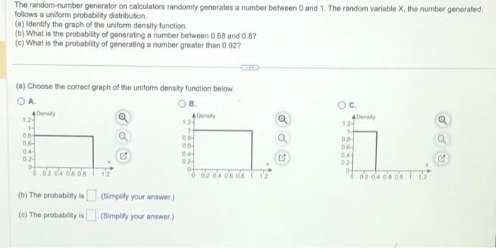 Solved The random-number generator on calculators randomly | Chegg.com