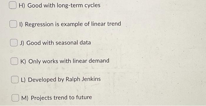 Solved From the following list, select the characteristics | Chegg.com