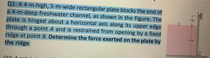 Solved Q1: A 4-m-high, 5-m-wide rectangular plate blocks the | Chegg.com