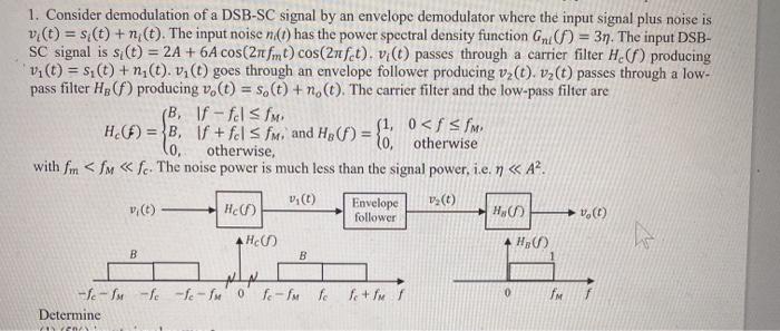 Solved 1. Consider demodulation of a DSB-SC signal by an | Chegg.com