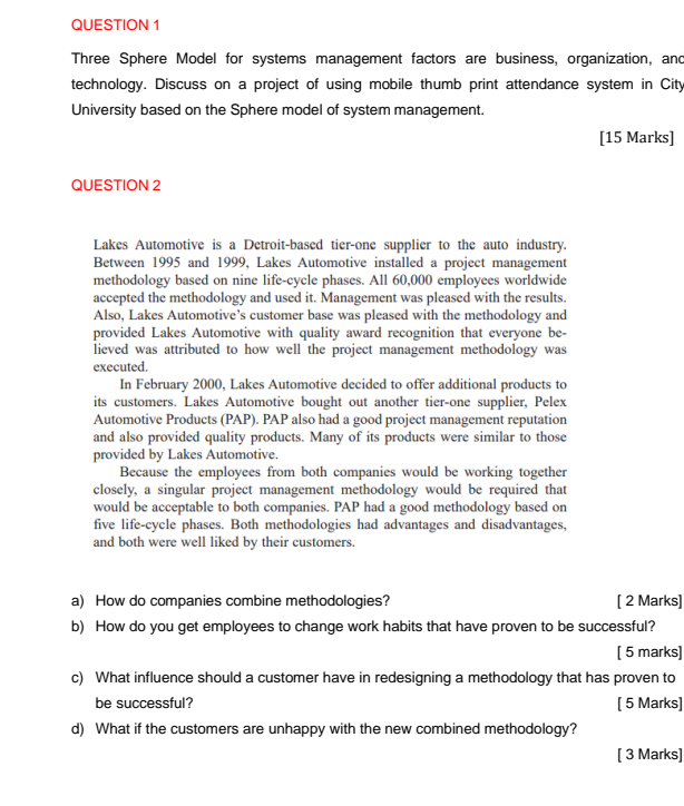 Solved QUESTION 1 Three Sphere Model for systems management | Chegg.com