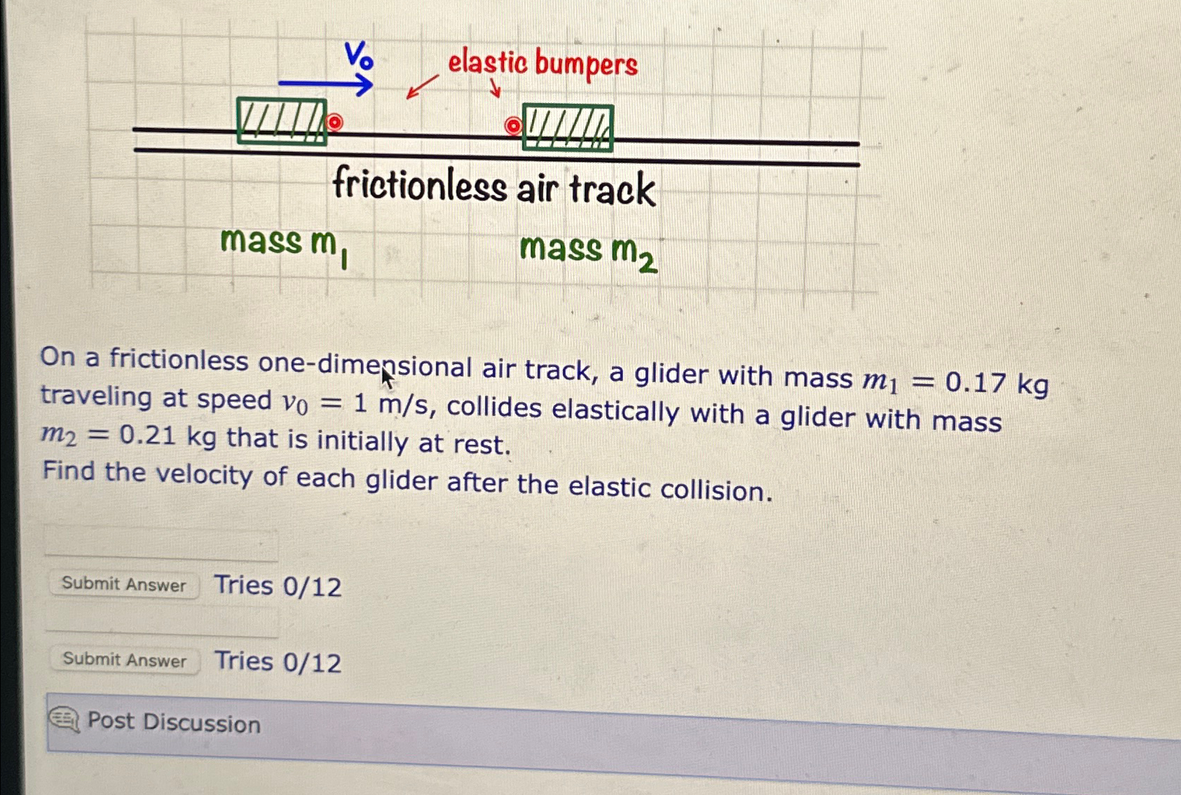 Solved On a frictionless one-dimepsional air track, a glider | Chegg.com