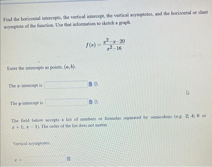 Solved Find the horizontal intercepts, the vertical | Chegg.com