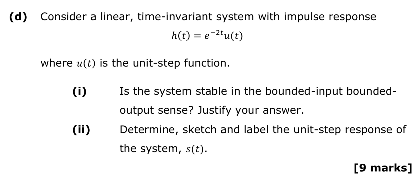 Solved D ﻿consider A Linear Time Invariant System With
