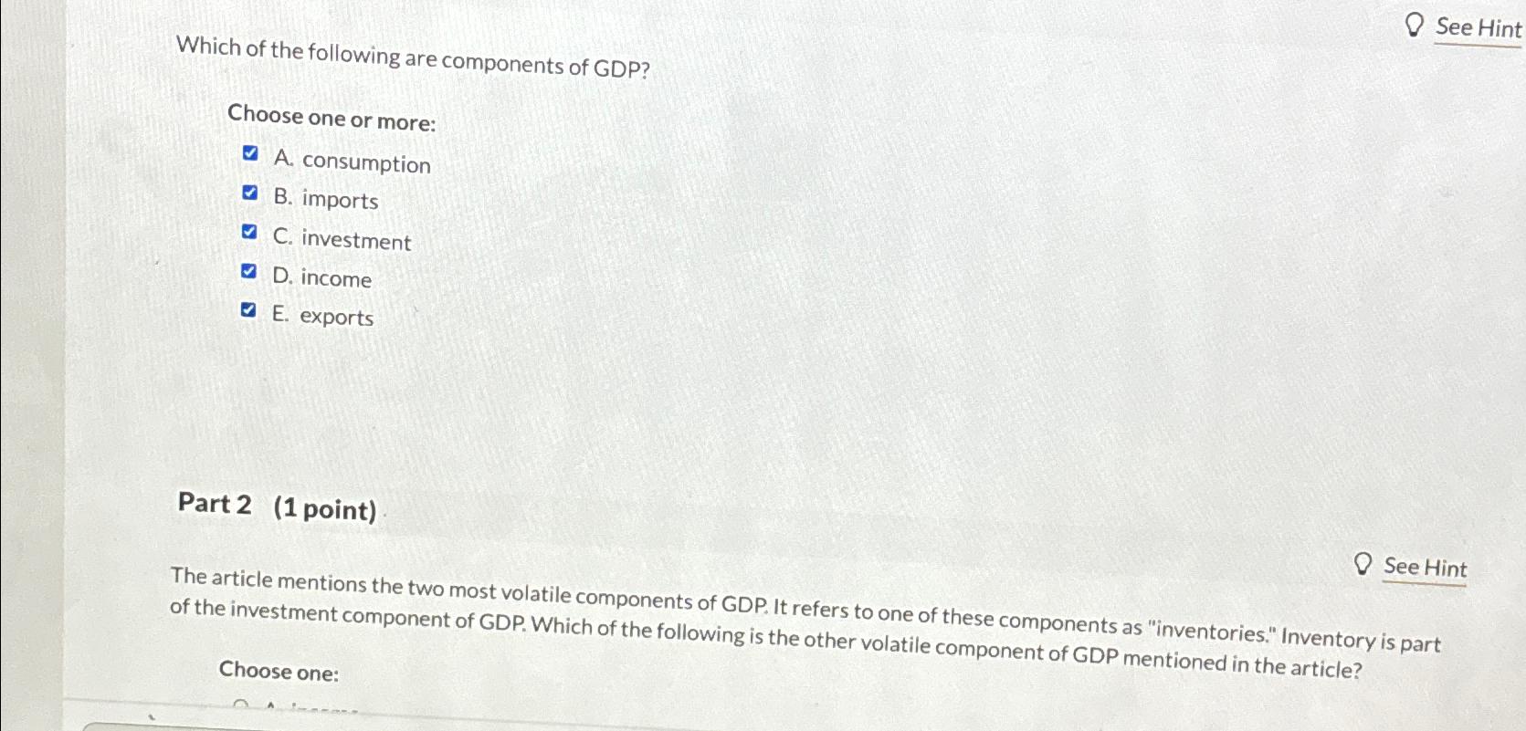Solved Which of the following are components of GDP?See | Chegg.com