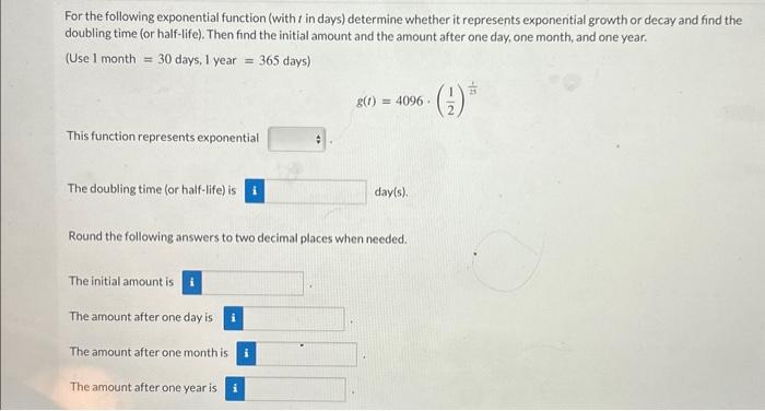 Solved For The Following Exponential Function With T In 0088