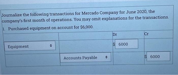 Solved Journalize the following transactions for Mercado | Chegg.com