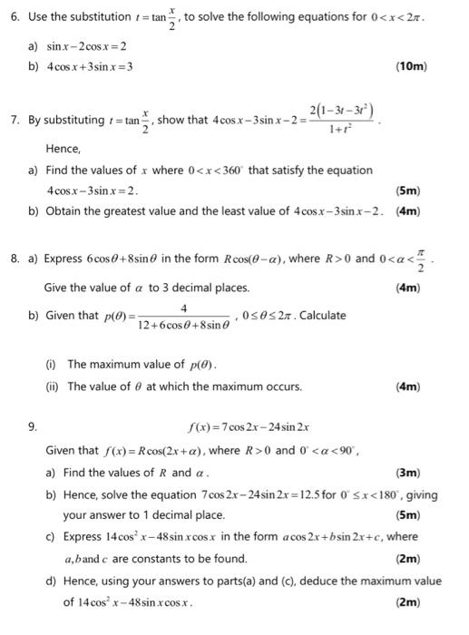 Solved 6. Use the substitution t=tan2x, to solve the | Chegg.com